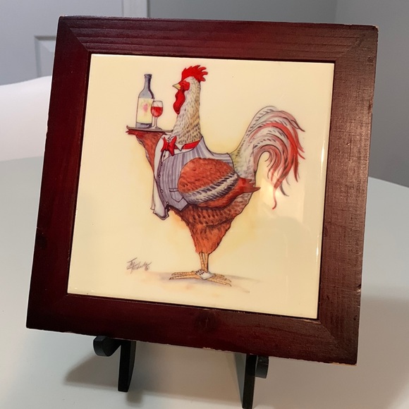 Accents | Rooster Waiter Serving Wine Frames Tile | Poshmark